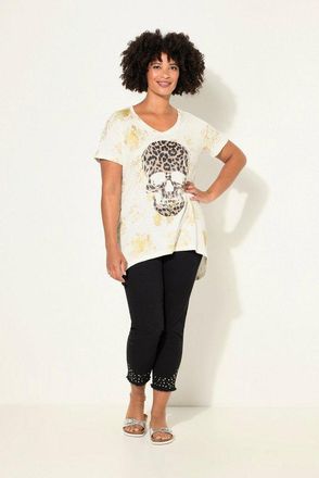 Angel Of Style T-Shirt T-Shirt Leo-Totenkopf V-Ausschnitt Halbarm