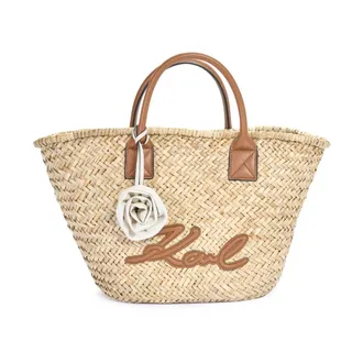 Karl Lagerfeld Femme, Sacs, Beige, Taille: ONE Size K/Signature Raffia Panier Moyen