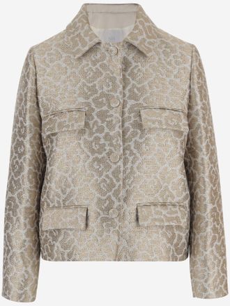 The Soi Company Womens Graphic Pattern Jacket Beige Polyester