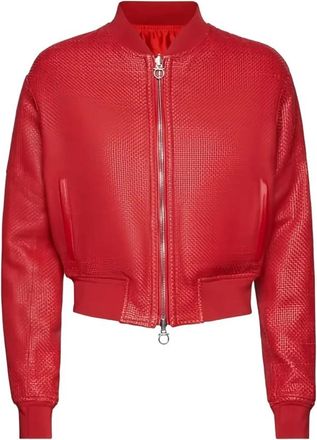 Ferragamo Femme, Vestes, Rouge, Taille: 40 FR Leather-Long Jachet