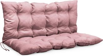 MG Design Bankauflage 120 x 50 x 50 cm Kissen Hellrosa - Sitzkissen & Rückenkissen aus Polsterstoff, mit weicher Füllung, mit Schnüren zum Binden - Gartenbankau