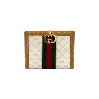 Gucci Portefeuille pliable Pre-owned Sherry Line Micro GG en cuir - Femme - Pre-owned - Beige - Taille: ONE Size