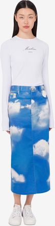 Moschino Archive Clouds jupe en coton bull - Bleu