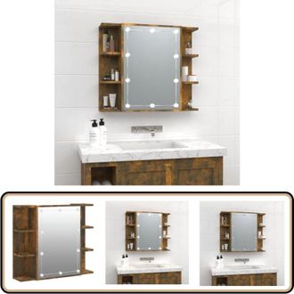 vidaXL Vidaxl - Spiegelschrank mit led Räuchereiche 70x16,5x60 cm - Spiegelschrank - LED-Spiegelschrank - Badezimmermöbel - Holzschränk - Rauchfarbe
