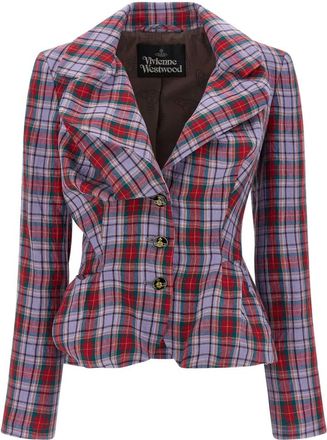 Vivienne Westwood Femme, Vestes, Multicolore, Taille: 38 FR Blazer en lin &agrave; carreaux tartan Drunken Louth de Vivienne Westwood