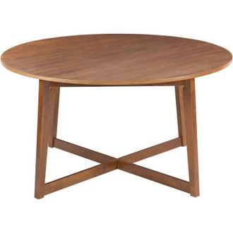Beliani Table &agrave; Manger Ronde en Bois MDF Placage Bois Salle &agrave; Manger Salon Ch&ecirc;ne Fonc&eacute; Waipori