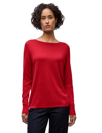 Street One Damen 3015618 Basic Pullover, Racing Red, 42 EU