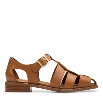 Clarks Unisex Hana Sun Sandal, Tan Leather, 41.5 EU