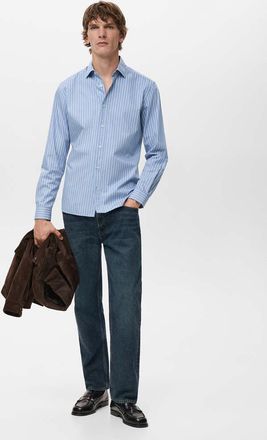 Mango Chemise coton rayures regular-fit bleu - Homme - XXL - MANGO MAN