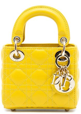 Dior Hobo Bags - Micro Lambskin Cannage Lady Dior - Gr. unisize - in Gelb - f&uuml;r Damen