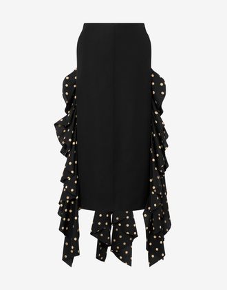 Moschino Jupe diagonale en laine mélangée Polka Dots - Noir