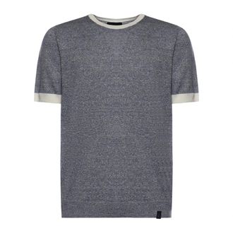 Fay T-Shirt aus Leinen und Baumwolle - - Knitwear - Herren - Grau - 2XL