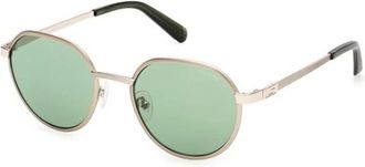 Guess Homme, Accessoires, Jaune, Taille: 51 MM Lunettes de soleil rondes en m&eacute;tal