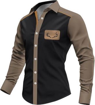 Generico Chemise pour homme avec apparence pull typique bavaroise et imitation broderie &agrave; manches longues style traditionnel pour festivals Chemises pour lOkto