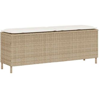 vidaXL vidaXL Gartenbank mit Kissen Beige 110x30x40,5 cm Poly Rattan