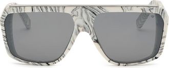 Philipp Plein Homme, Accessoires, Blanc, Taille: ONE Size Rectangular Oversize Hexagon Lunettes de soleil