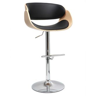 Miliboo Design-Barhocker Schwarz und helles Holz bent
