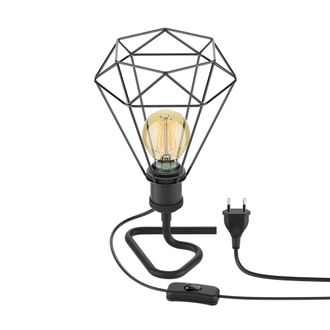 LEDs Com Tischlampe RETRA, Schalter, schwarz, Käfig-Schirm + LED Lampe gold max. 778lm, 3-Stufen, extra-warmweiß