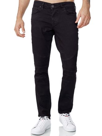 Tazzio Jeans Herren Slim Fit Biker Destroyed Look Stretch Jeanshose Hose Denim 16517 (40W/30L, Black)