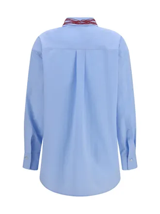 Fabiana Filippi Womens Boyfriend Poplin Shirt With Embellished Collar Azzurro-Rosso Cotton Azzurro/rosso