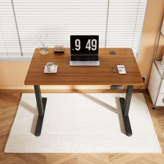 Sonni Bureau Assis debout 60 x 120 cm Avec Fonction m&eacute;moire, structure dinstallation rapide.Bureau R&eacute;glable en Hauteur 70-115cm Noyer