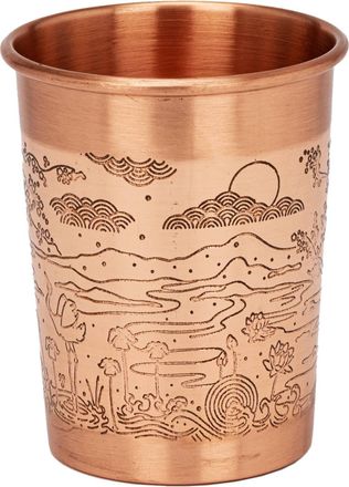 NKlaus Paradies Kupferbecher 300 ml - reines Kupfer (100%) Handgefertigter Ayurvedischer Trinkbecher mit Gravur 16149