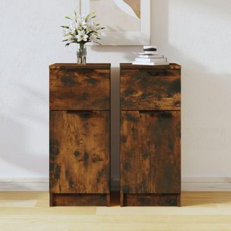 vidaXL Sideboards 2 Stk. R&auml;uchereiche 30x30x70 cm Holzwerkstoff - Vidaxl