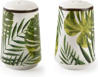 Excelsa Foliage Salz- und Pfefferstreuer, Keramik, Grün, 2 Stück