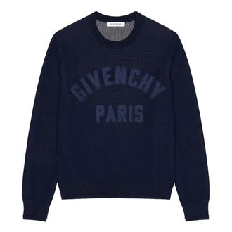 Givenchy Crewneck Sweater Ottoman Detail - - Knitwear - Herren - Blau - L