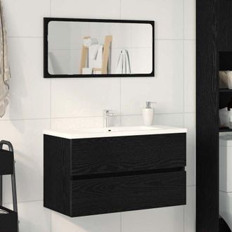 vidaXL cabinet de lavabo Ch&ecirc;ne noir 80x38,5x45 cm Bois ding&eacute;nierie vidaXL