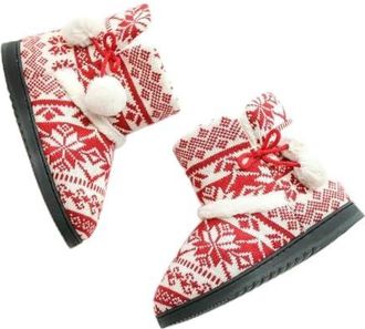 Generic YUJIEBB Chaussons dhiver pour femme en peluche chaude pour int&eacute;rieur et ext&eacute;rieur, Rouge, 35.5 EU