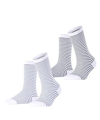 Esprit Damen Socken Fine Line Multipack W So Baumwolle gemustert 2 Paar, Mehrfarbig Blue Grey 0110, 39-42