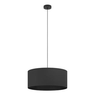 Eglo Suspension luminaire Maserlo 1, lustre suspendu vintage en acier et textile noir, lampe de salon et de salle à manger, douille E27, Ø 53 cm