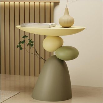 Generic Modern Irregular Side Table Sofa Small End Table Decorative Nightstand No Assembly Required for Living Room, Bedroom, Bedside, Apartment