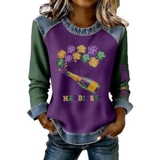 Generic Sweat-shirt &agrave; col rond pour femme - Doux &agrave; manches longues - Haut de tous les jours - Costume de carnaval - Sweat-shirt &agrave; manches longues - Col rond -