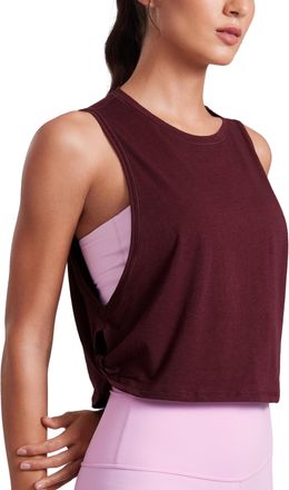 CRZ YOGA Damen Sport Tank Top &Auml;rmelloses Leichte Fitness Crop Top Sommer Yoga Shirt L&auml;ssig Oberteile Sporttop Beerenheide 40