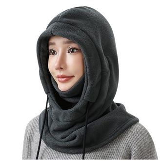 Generic Cagoule dhiver pour femme - Bonnet &agrave; capuche pour femme - Cagoule polaire multifonction pour le cyclisme, le snowboard, le ski, la moto, gris, 50