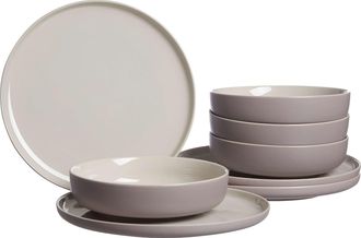 Ritzenhoff & Breker Tafelservice Jasper, 8-teilig, Taupe, Steinzeug, Speiseteller und Suppenschalen für 4 Personen