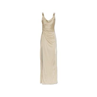 Versace Femme, Robes, Beige, Taille: 34 FR Robe Longue Drap&eacute;e en Jersey de Viscose