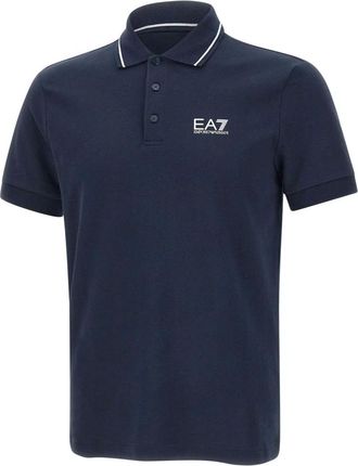 Emporio Armani Emporio Armani Ea7, Homme, Tops, Bleu, Taille: M Polo Bleu Marine avec Piping Blanc