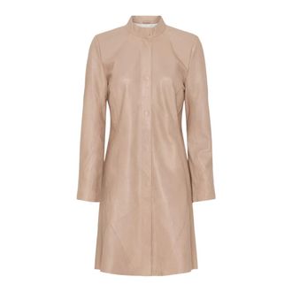 BTF-CPH Lange Lederjacke - - Jackets - Damen - Beige - S