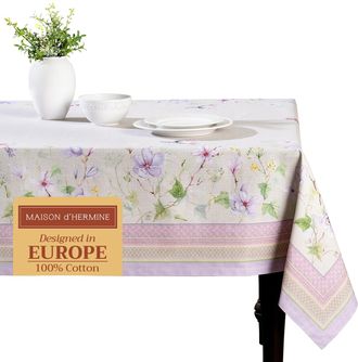 Maison d'Hermine Tischdecken, 100% Baumwolle, 140cm x 180cm dekorative, waschbare, quadratische Tischdecke, Tischdecke für Muttertagsgeschenke, Essen, Küche, Magnolia 