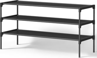 Songmics Schuhregal 3 Ebenen, Schuhablage, Schuhaufbewahrung, Eingangsbereich, Flur, platzsparend, 29,7 x 91,8 x 53,5 cm, Metallrahmen, Vliesstoff-Ablage, tint