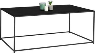 IDMarket Table Basse rectangulaire Davis 113 cm en m&eacute;tal Noir Mat Design Industriel