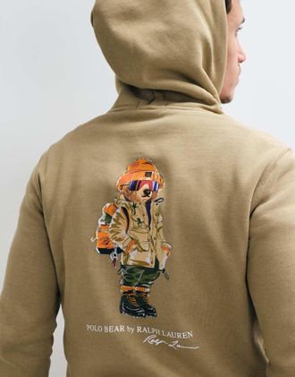 Polo Ralph Lauren sweat &agrave; capuche imprim&eacute; ours au dos beige-Neutre