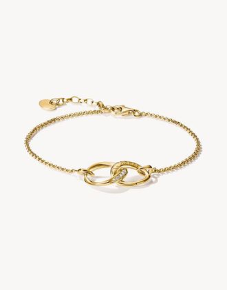 Thomas Sabo bracelet avec zirconias blanches en or jaune, blanc-Dor&eacute;
