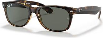 Ray-Ban New Wayfarer Classic Sonnenbrillen Tortoise Fassung Grün Glas Polarisiert 52-18