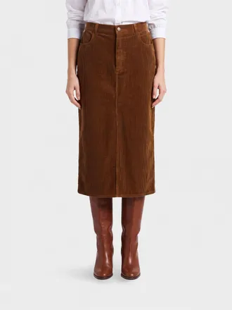 Isabel Marant Jupe midi crayon en velours c&ocirc;tel&eacute; avec fente avant