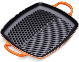 LE CREUSET Le Creuset Gril rectangulaire peu profond en fonte émaillée Signature,30 cm, Volcanique, 20201300900422