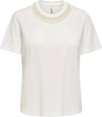 Only Only, Femme, Tops, Blanc, Taille: 40 FR O-Neck Bling Top